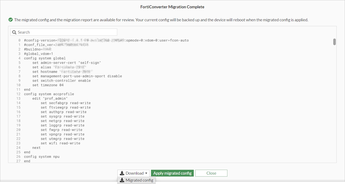 Migrating A Configuration With Forticonverter Fortigate Fortios 742 Fortinet Document 